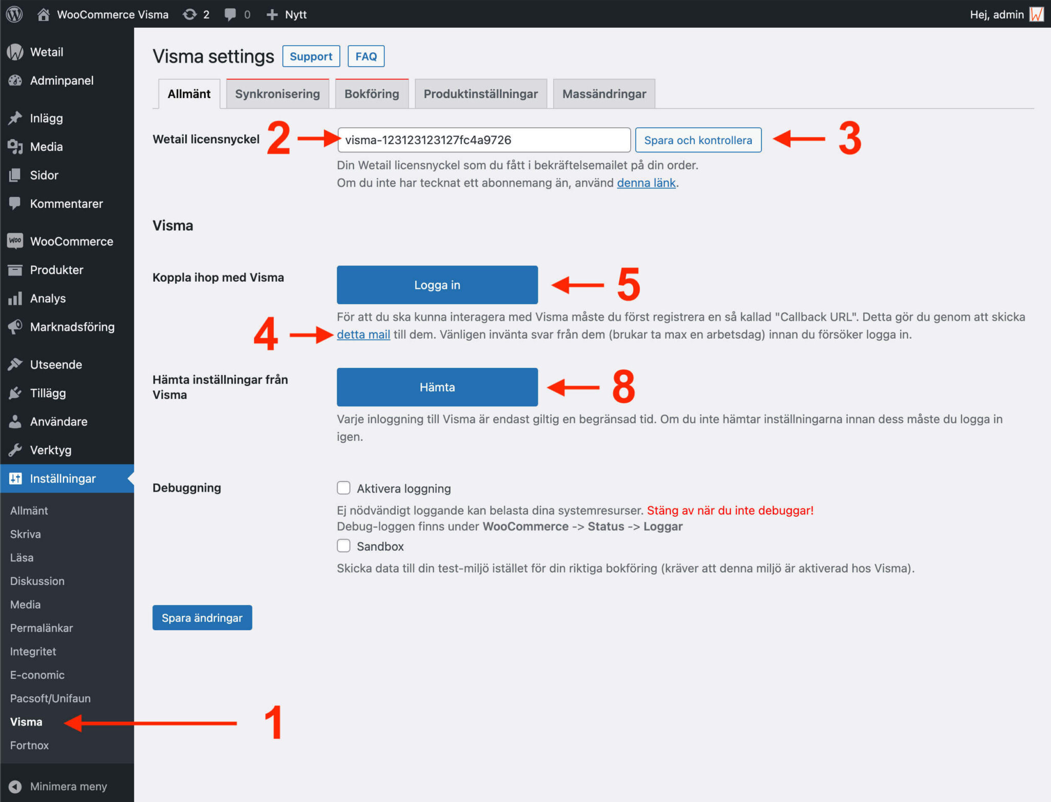 Så här installerar du Visma för WooCommerce - Wetail Docs