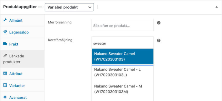Ställ in korsförsäljning i WooCommerce - Wetail Docs