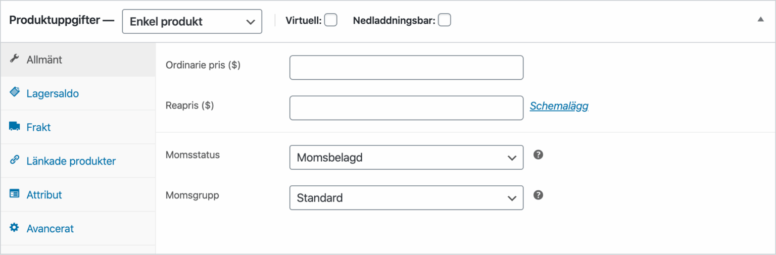 Skapa en enkel produkt i WooCommerce - Wetail Docs